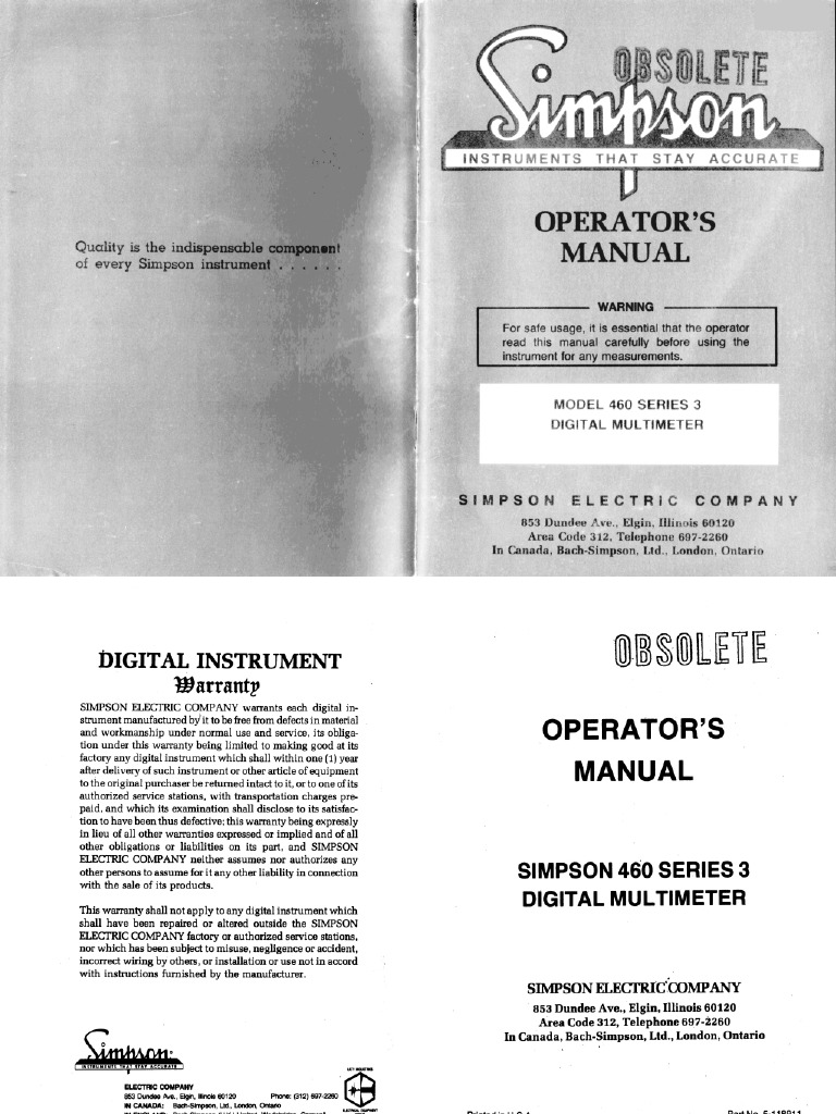Simpson 460-3 Operator Manual | PDF