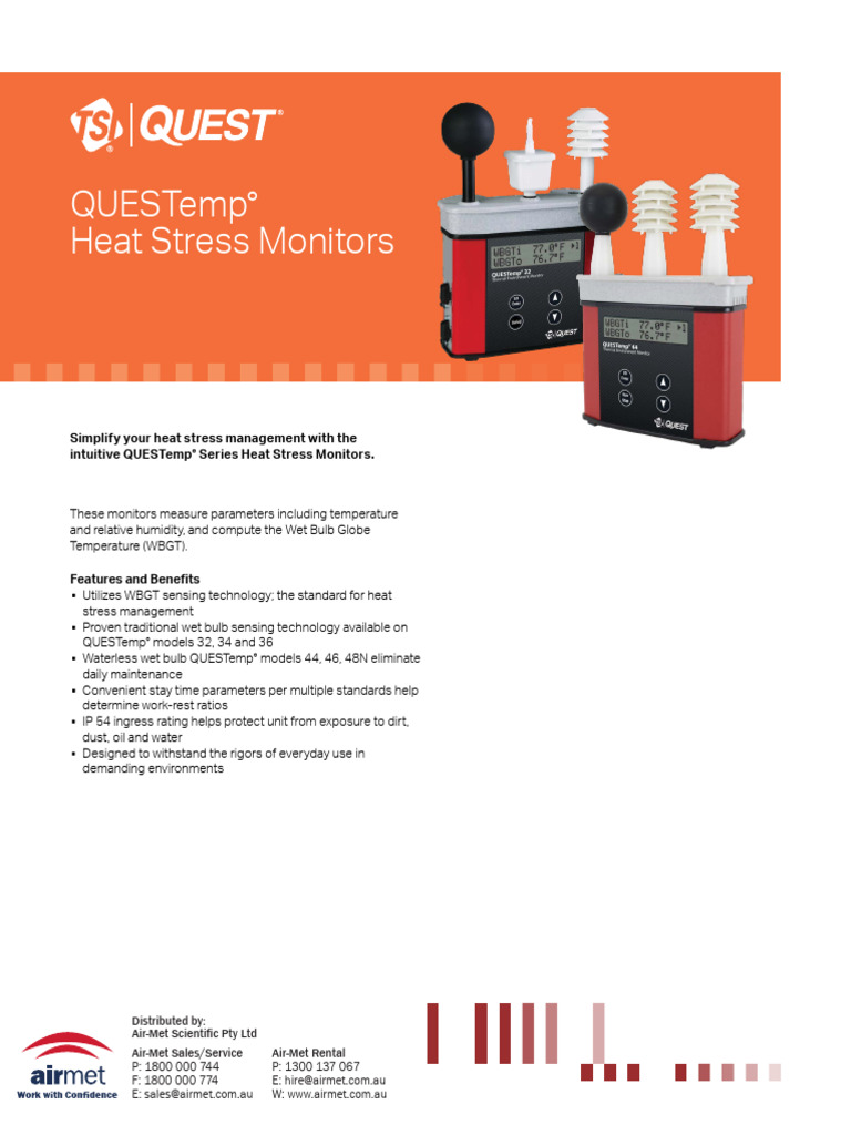 Questemp Specification Sheet | PDF | Humidity