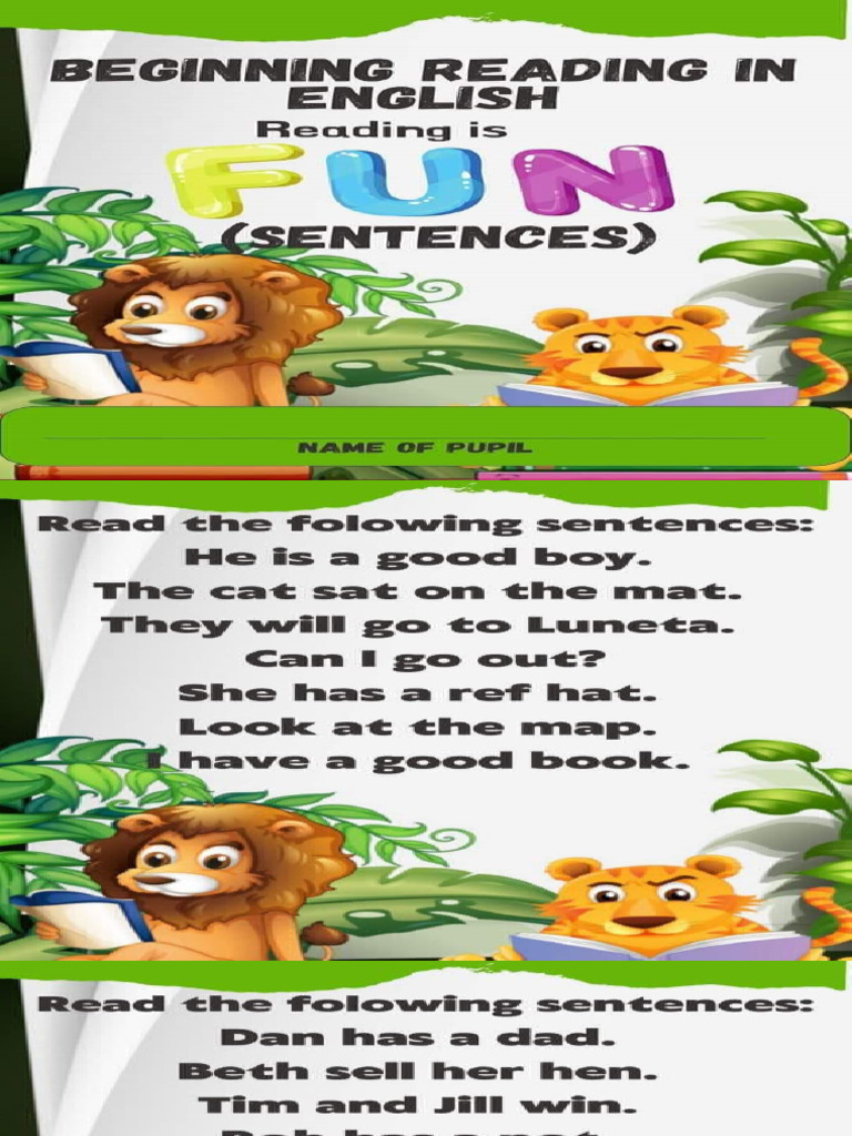 Reading Sentences Pdf