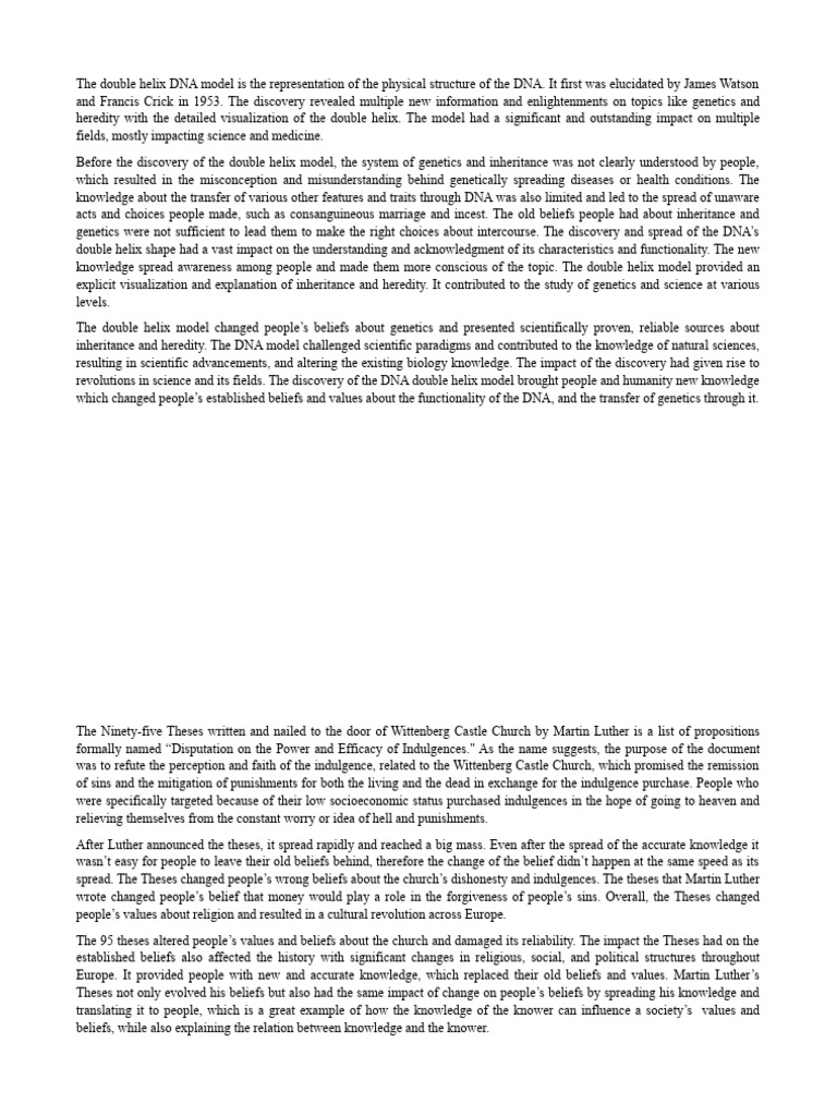 The Double Helix DNA Model Is The Representation of The Physical Structure of The DNA | PDF ...