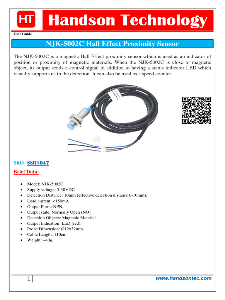 NJK 5002C Hall Sensor | PDF | Sensor | Electronics
