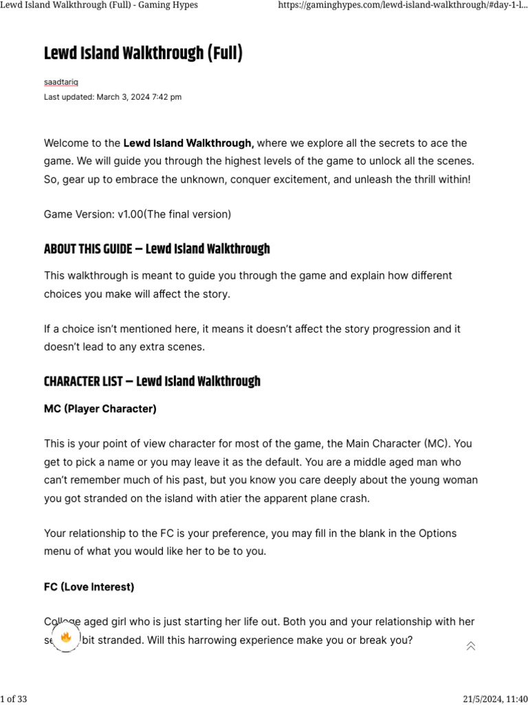 Lewd Island Complete Walkthrough Guide | PDF
