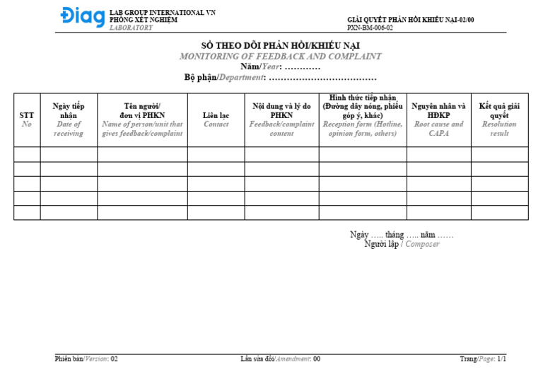 PXN-BM-006-02 Monitoring of Feedback and Complaint | PDF
