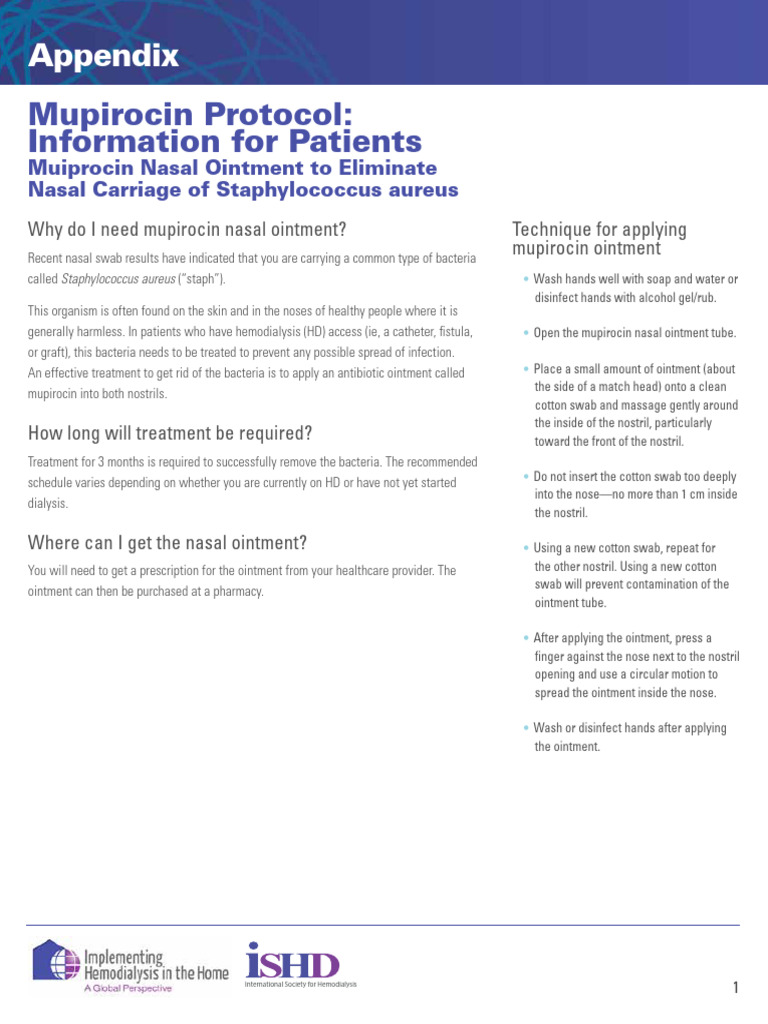 Module 7 Apdx MupirocinProtocol | PDF | Hemodialysis | Staphylococcus