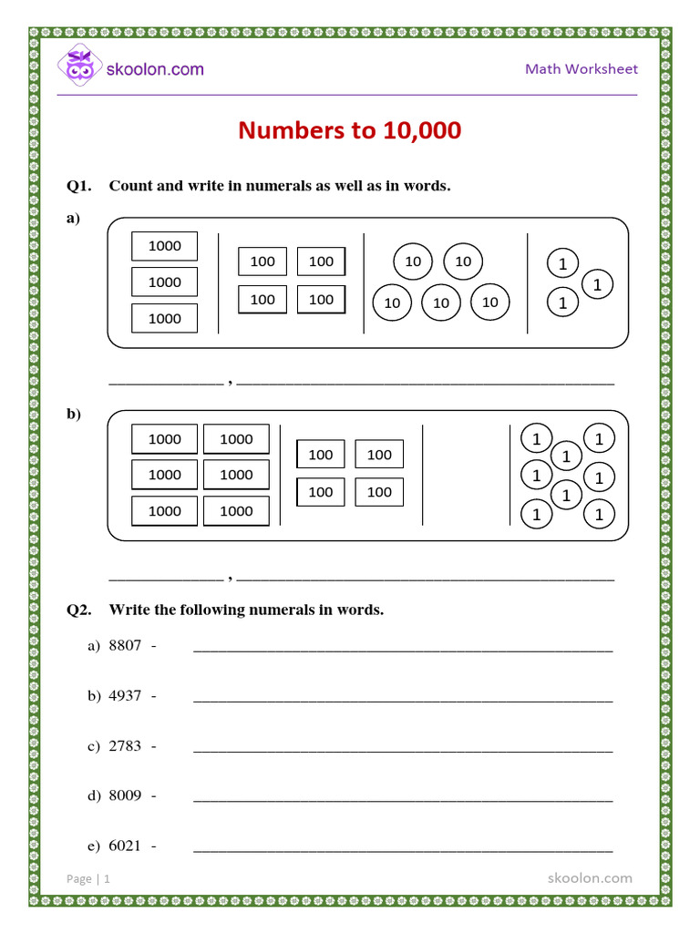 G3 Math Numbers To 10000 615 | PDF
