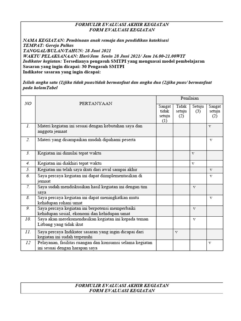 04 - Formulir Evaluasi Akhir Kegiatan | PDF