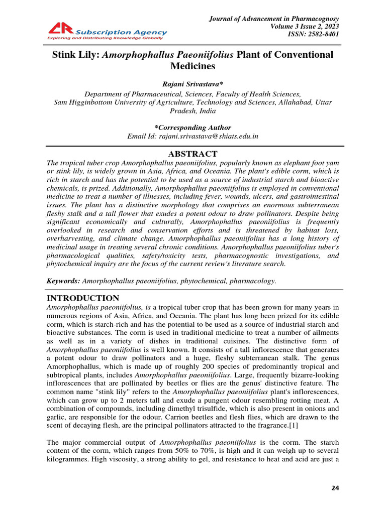 Stink Lily: Medicinal Uses & Benefits | PDF