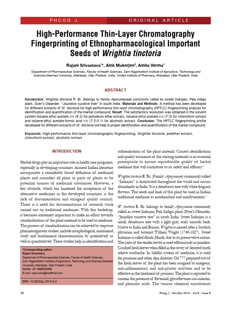 High-Performance Thin-Layer Chromatography Fingerprinting of Ethnopharmacological Important ...