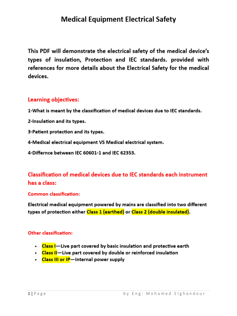 Medical Equipment Electrical Safety 1719073246 | PDF | Insulator ...