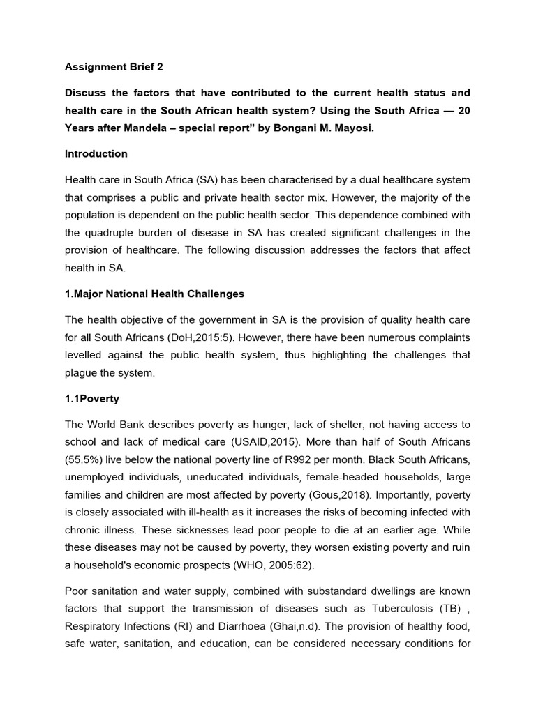 Assignment Brief 2 | PDF | Tuberculosis | Poverty