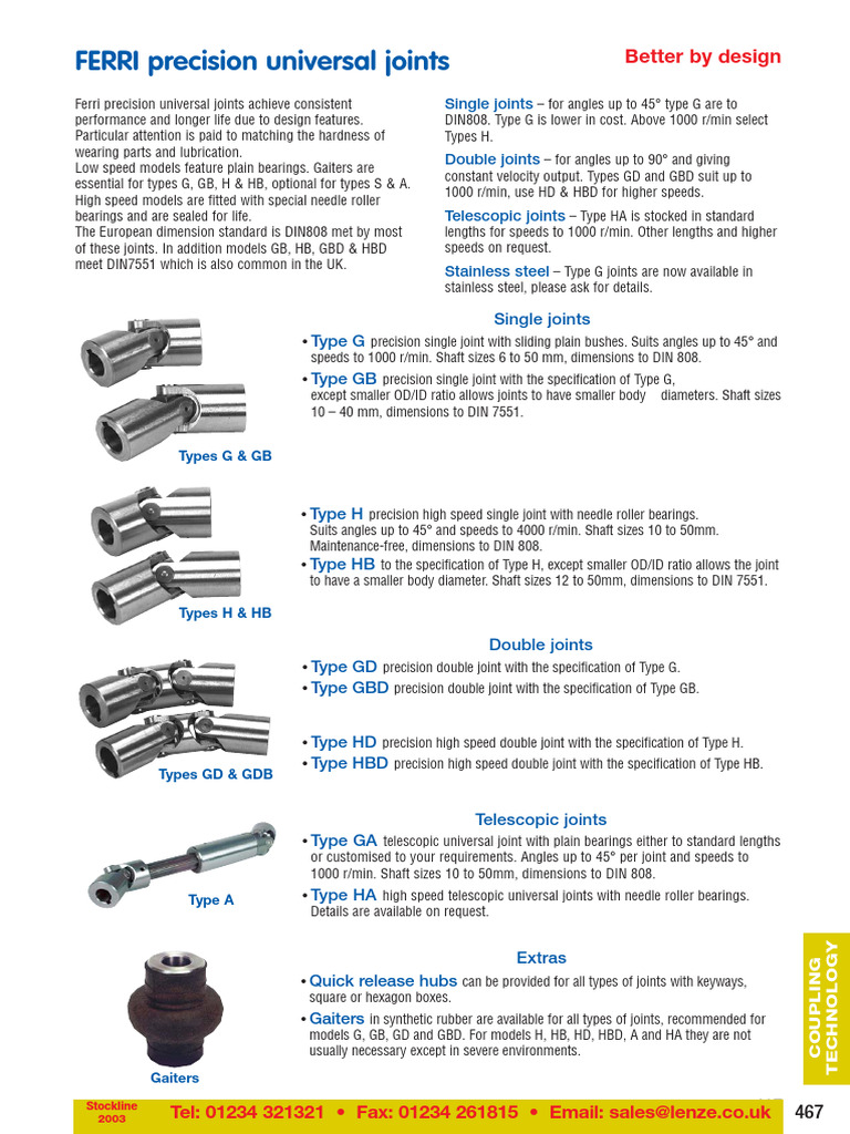 FERRI Precision Universal Joints: Better by Design | PDF | Bearing ...