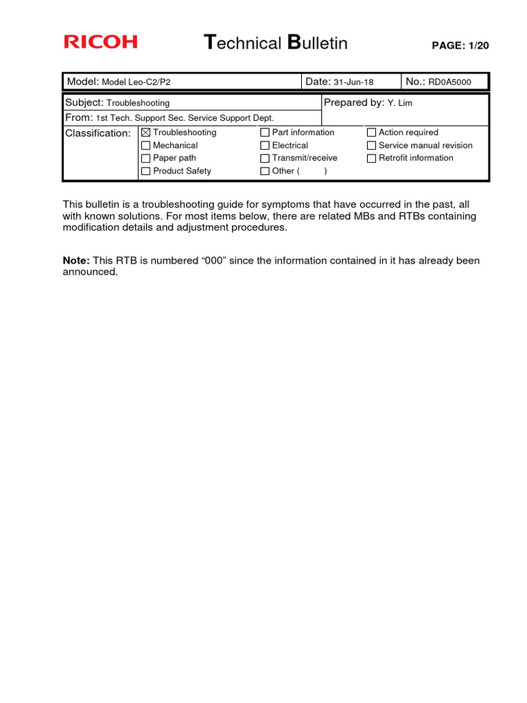 Pro C7200 Series Troubleshooting Summary - RTB 0 | PDF | Image Scanner ...