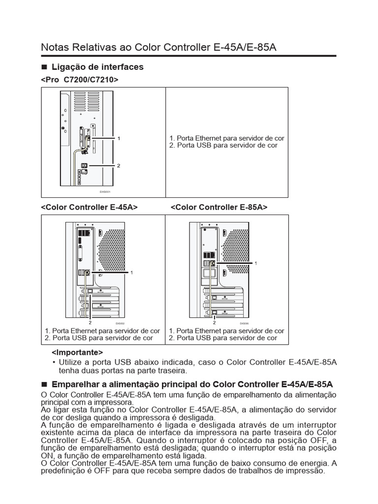 Fiery - Ligação Controller E-45AE-85A | PDF | USB | Servidor (informática)