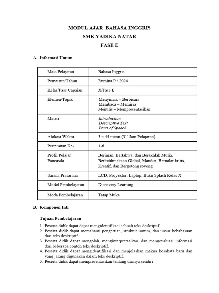 Contoh Modul Ajar | PDF | Karier & Perkembangan | Seni