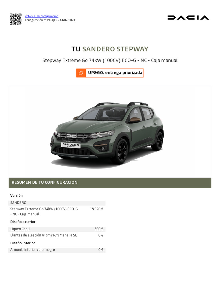 SANDERO Stepway Extreme Go 74kW (100CV) ECOG | PDF | Neumático | Renault