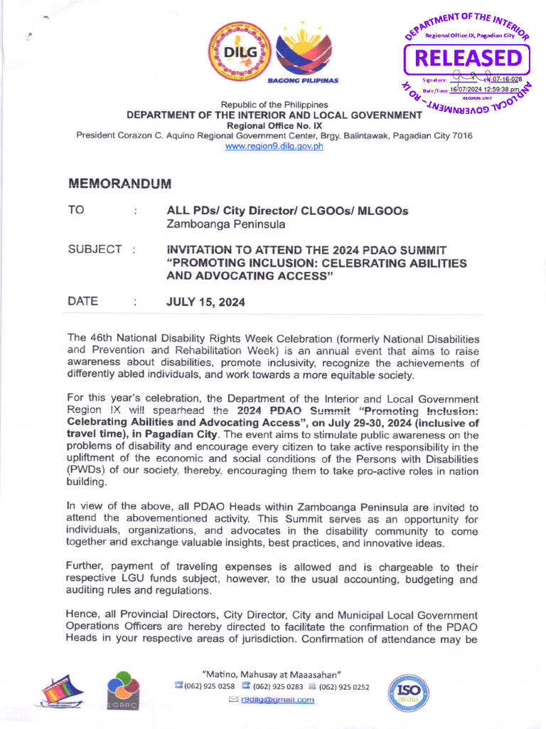R09-2024-07-16-028 - All Fous - Invitation To Attend The 2024 Pdao ...