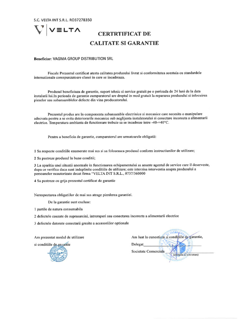 Certificat de garantie | PDF