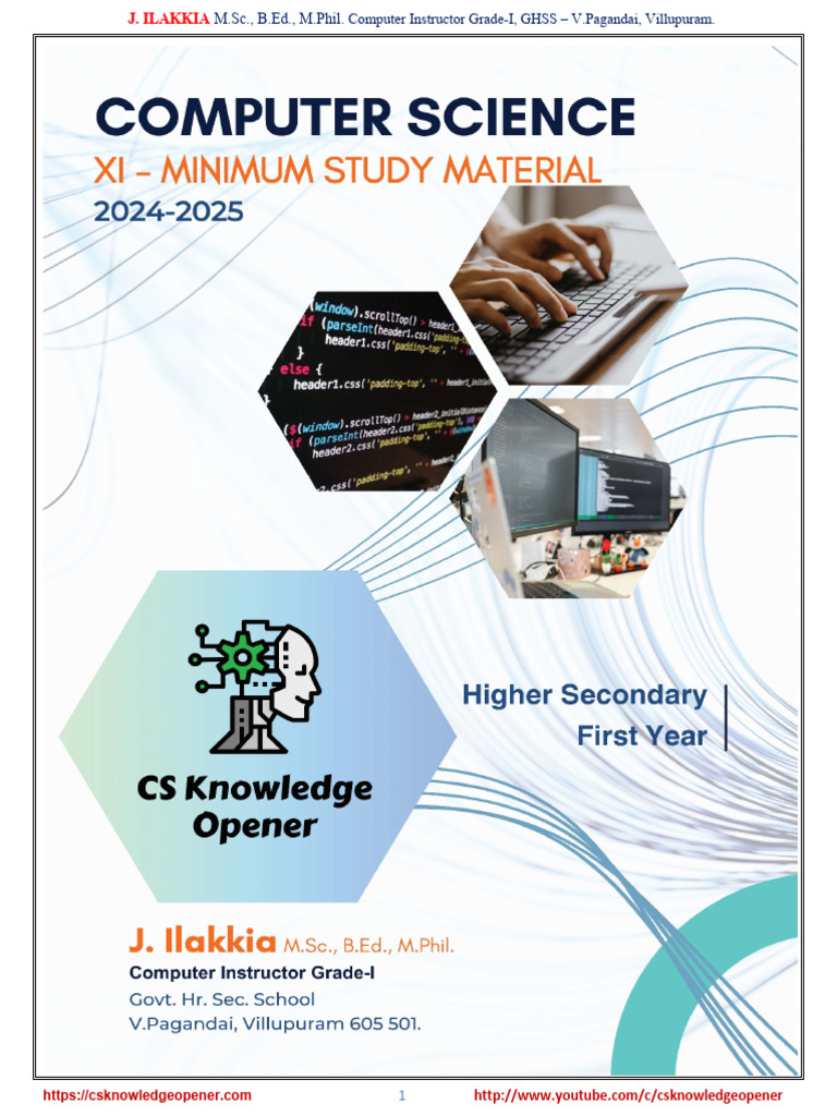Xi - CS em Minimum Study Material 2024-2025 | PDF | Logic Gate | Computer Data Storage