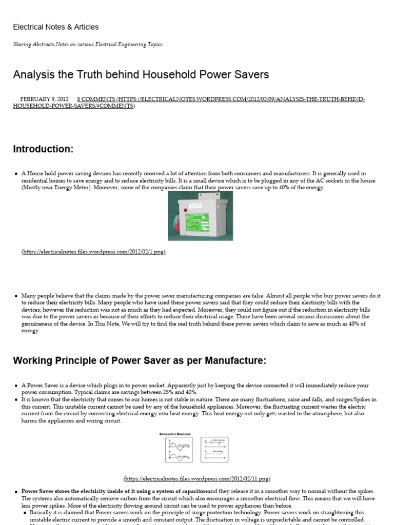 Power Savers: Myths vs. Reality | PDF | Ac Power | Electric Power