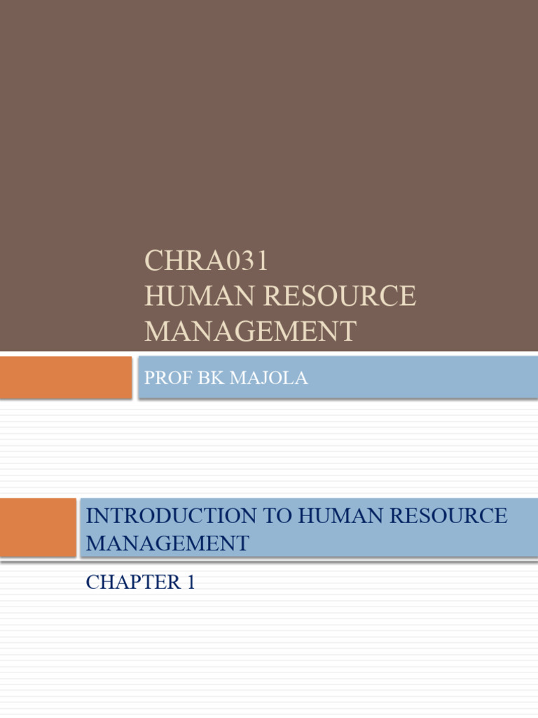 Chapter 1 Introduction To Human Resource Management Pdf Human