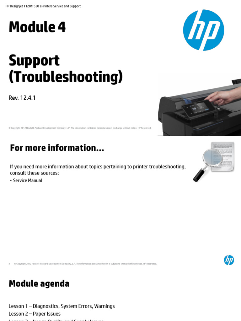 Module 4 - Support - Troubleshooting - T100 T500 | PDF | Printer (Computing) | Hewlett Packard