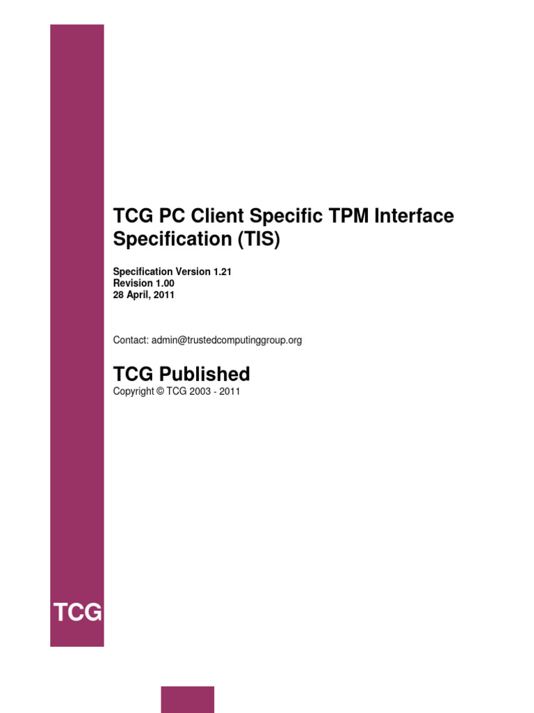 TCG PCClientTPMSpecification 1-21 1-00 FINAL | PDF | Operating System ...