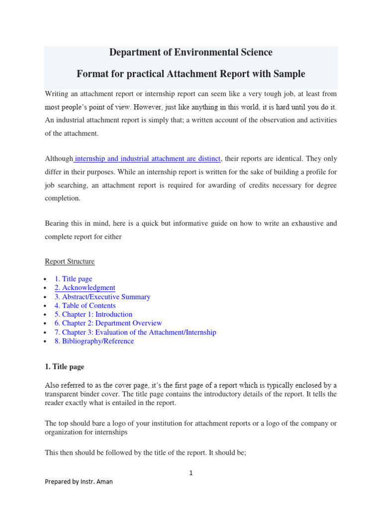 Format For Practical Attachment Report | PDF | Abstract (Summary)