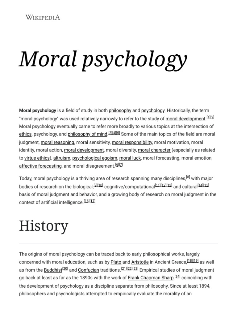 Moral Psychology - Wikipedia | PDF | Morality | Psychological Concepts