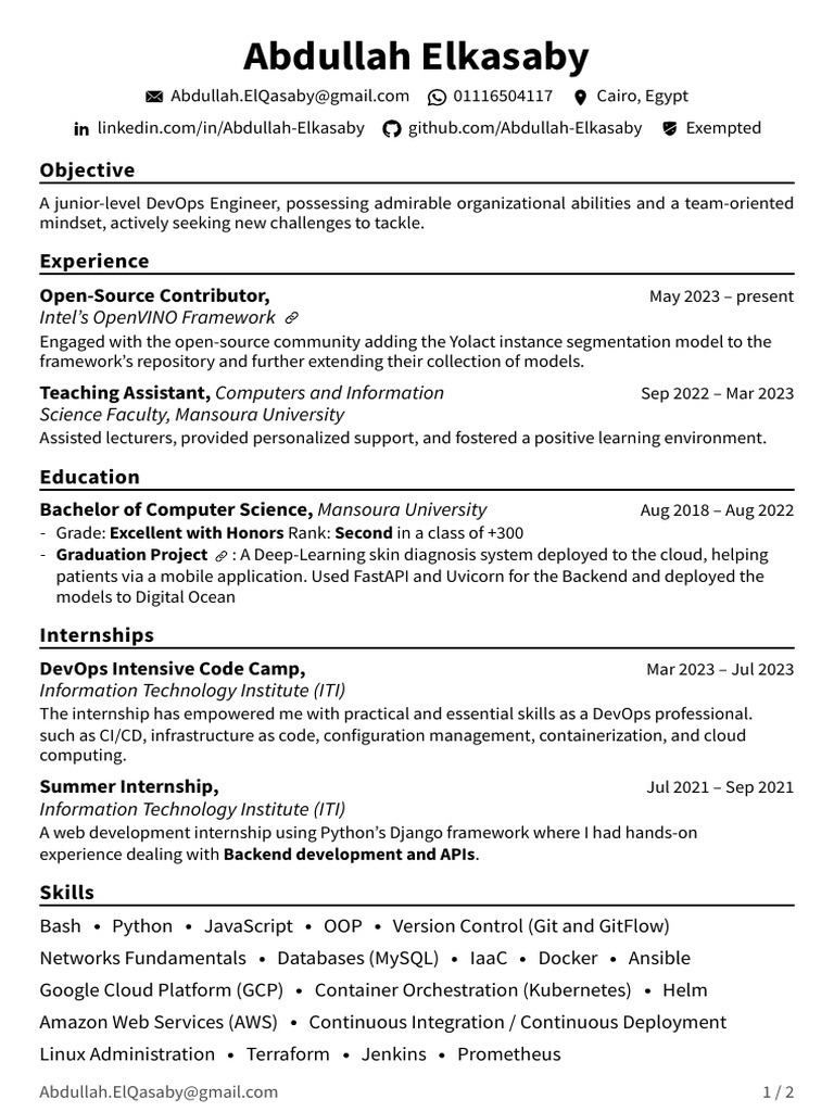 Abdullah Elkasaby Resume | PDF | Cloud Computing | Databases
