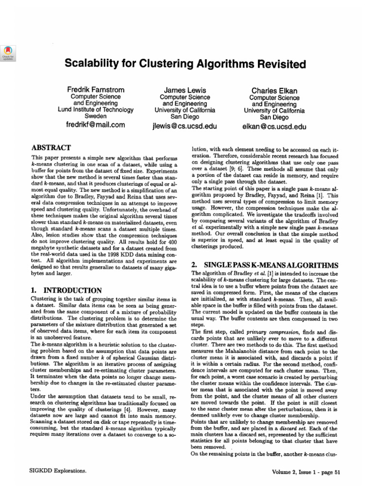 2000 - Scalability For Clustering Algorithms Revisited | PDF | Cluster Analysis | Normal ...