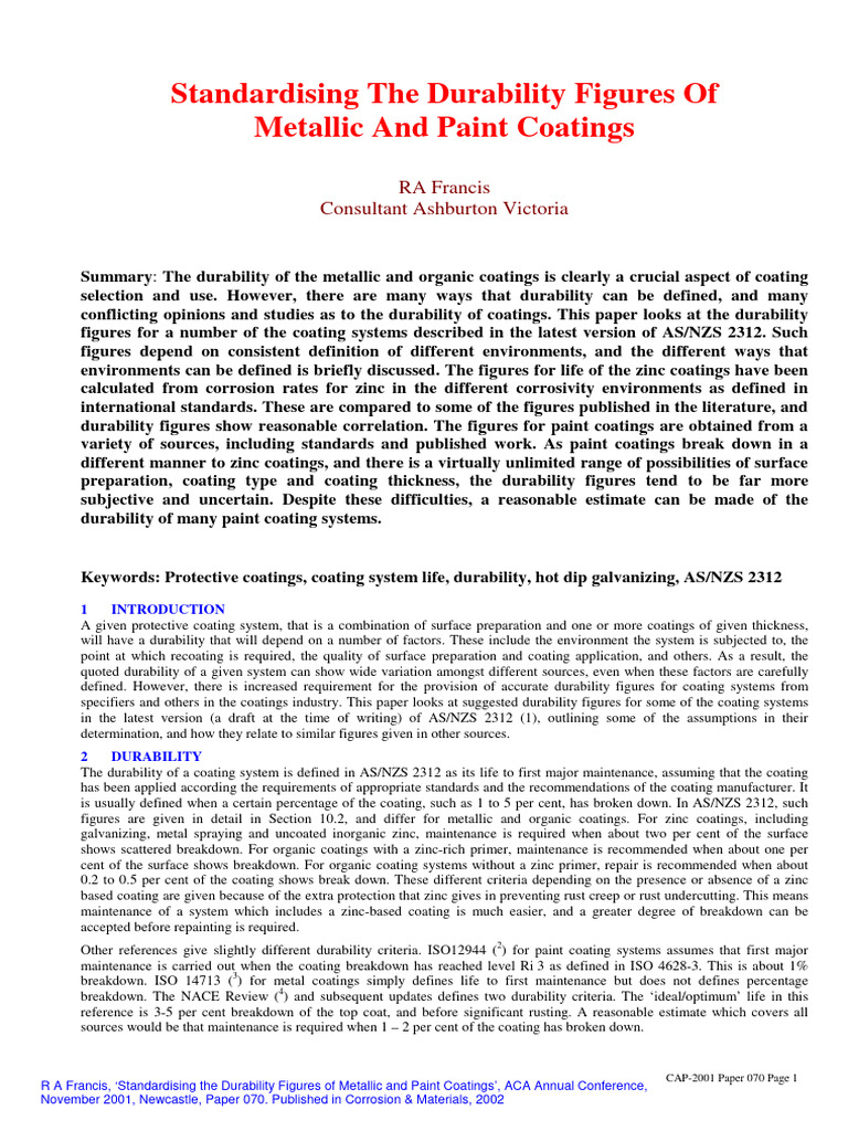 Zinc Coating Durability Standards Analysis | PDF | Corrosion | Metallurgy