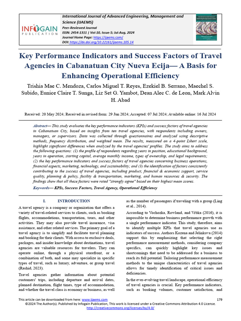 Key Performance Indicators and Success Factors of Travel Agencies in ...