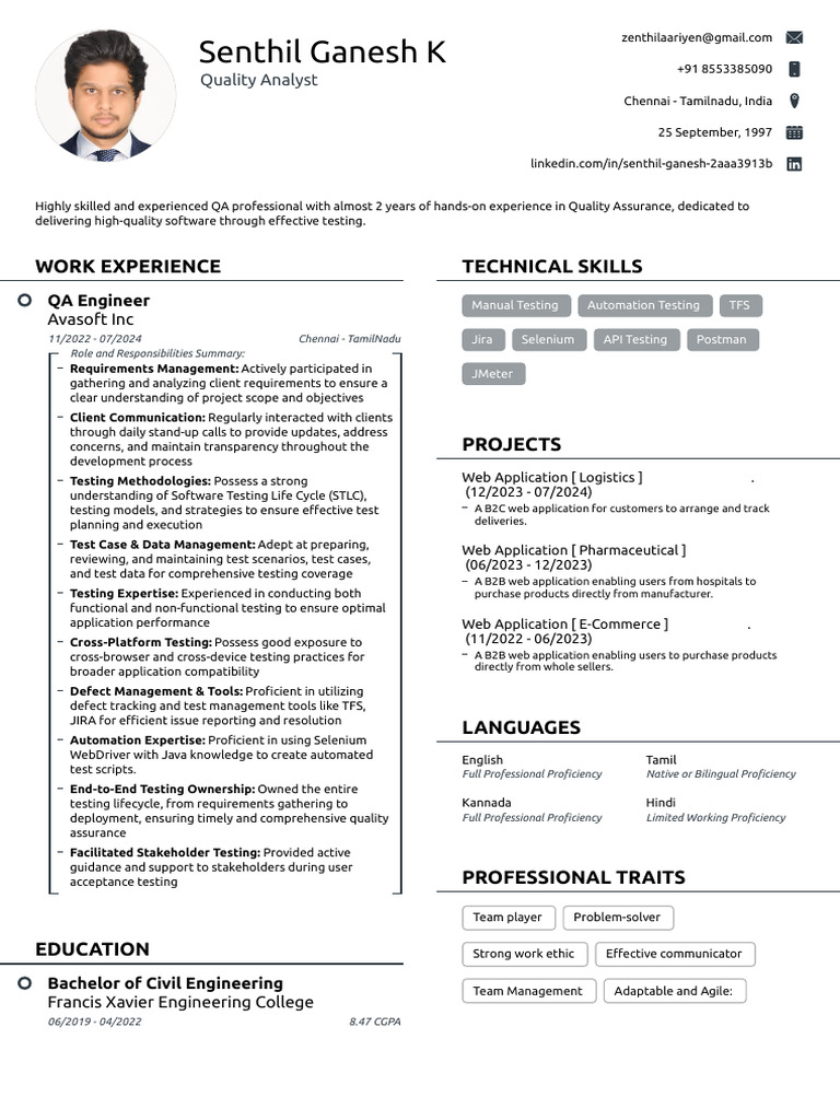 Senthil_Resume_2024 | Download Free PDF | Software Testing | Software ...