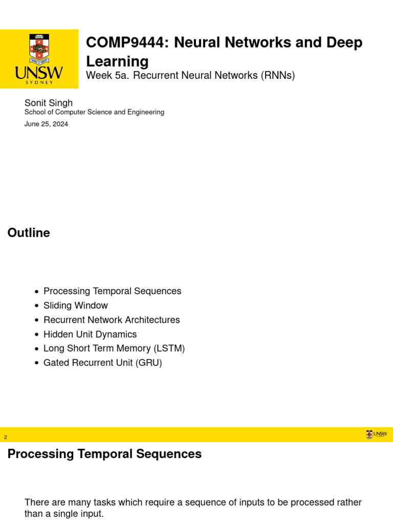 RNNs: Temporal Sequence Processing | PDF | Artificial Neural Network | Learning