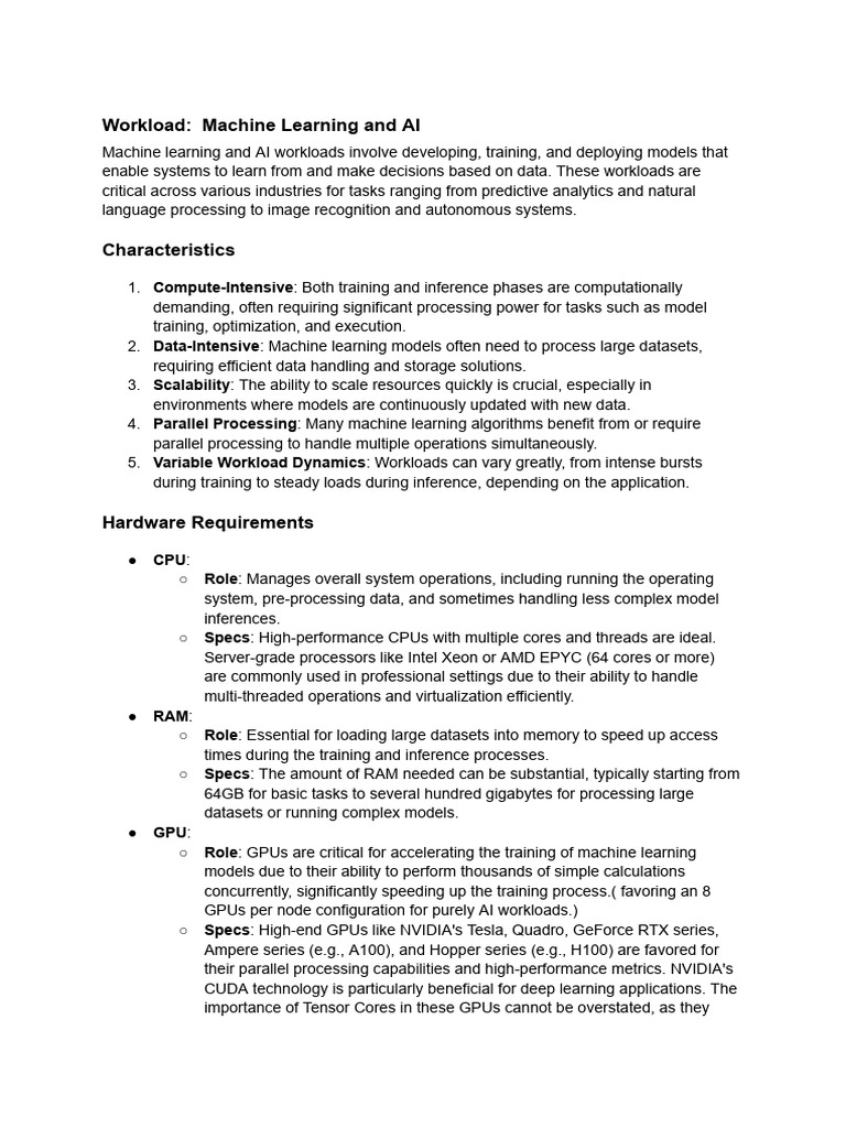Machine Learning and AI Workloads Hardware Requirements | PDF | Machine ... Machine Learning and AI Workloads Hardware Requirements | PDF | Machine ...