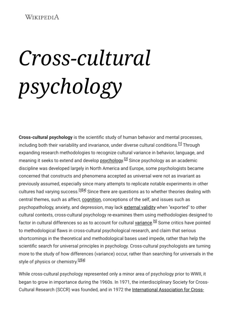 Cross-Cultural Psychology Overview | PDF | Counseling Psychology | Emotions
