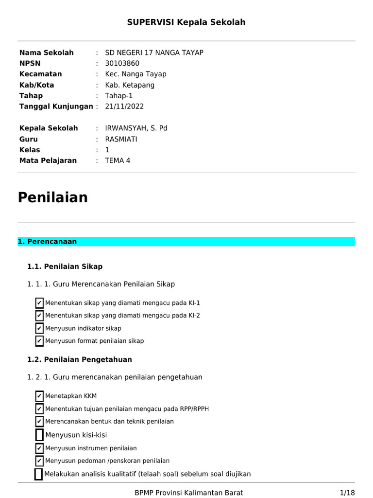 Supervisi Kepala Sekolah | PDF | Karier & Perkembangan