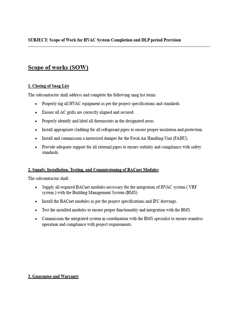 Scope of Works (SOW) | PDF