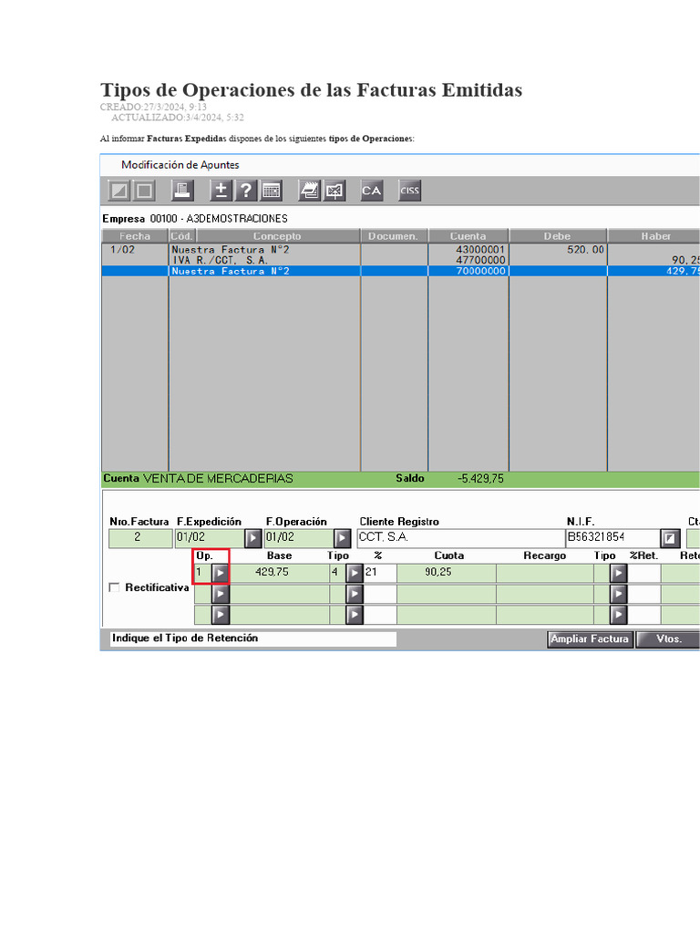 A3 FACTURAS EMITIDAS TIPOS | PDF | Factura