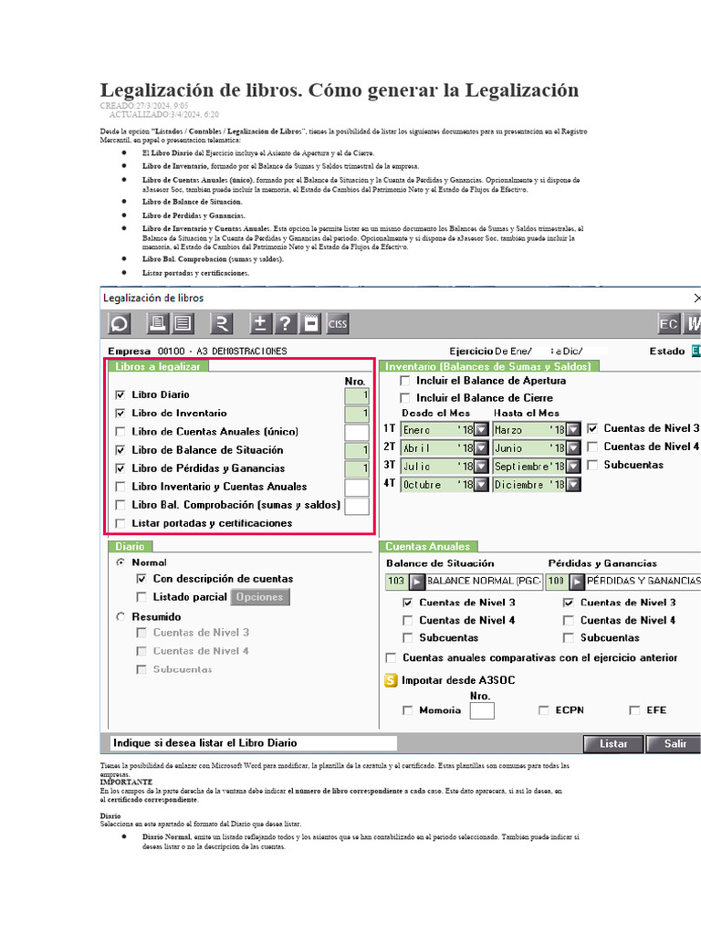 A3 Legalización de Libros | PDF | Estado de resultados | Hoja de balance