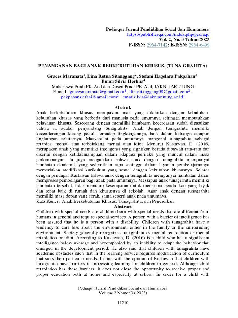 Pendidikan+Anak+Usia+Dini Penanganan+Bagi+Anak+Berkebutuhan+Khusus+ (+Tuna+Grahita) Graces ...