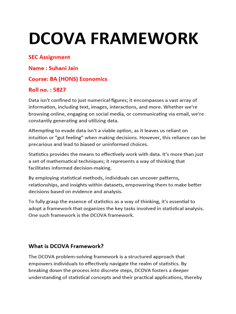 Dcova Framework | PDF | Data Analysis | Statistics