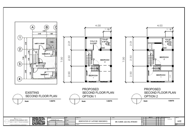 Proposed Second Floor Plan Option 1 Proposed Second Floor Plan Option 2 Existing Second Floor ...