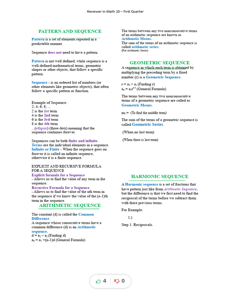 Pattern and Sequence | PDF | Sequence | Summation