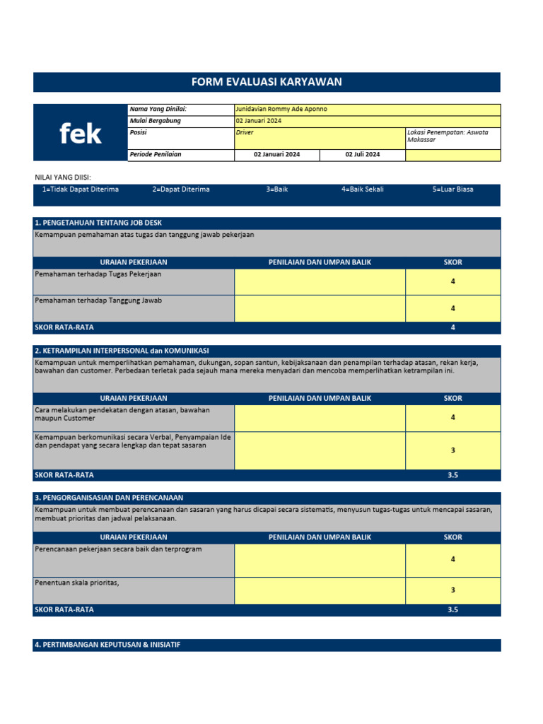 GSS - Form Performance Evaluasi Karyawan | PDF | Pengembangan Diri