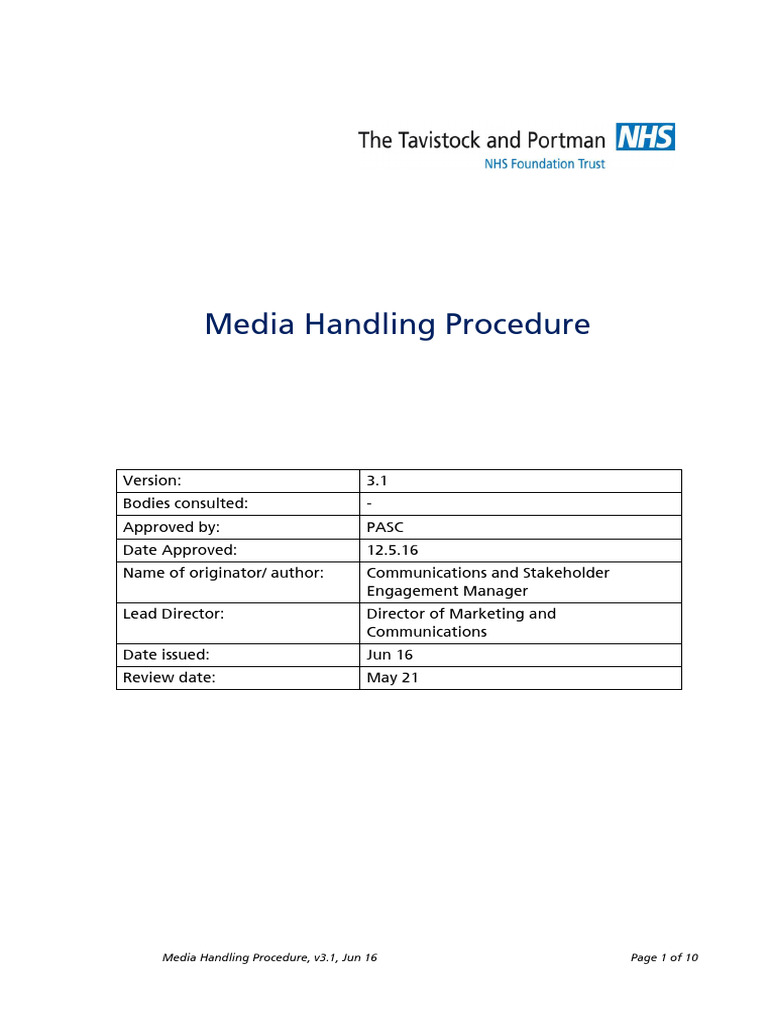 media-handling-procedure | PDF | Policy | Media (Communication)