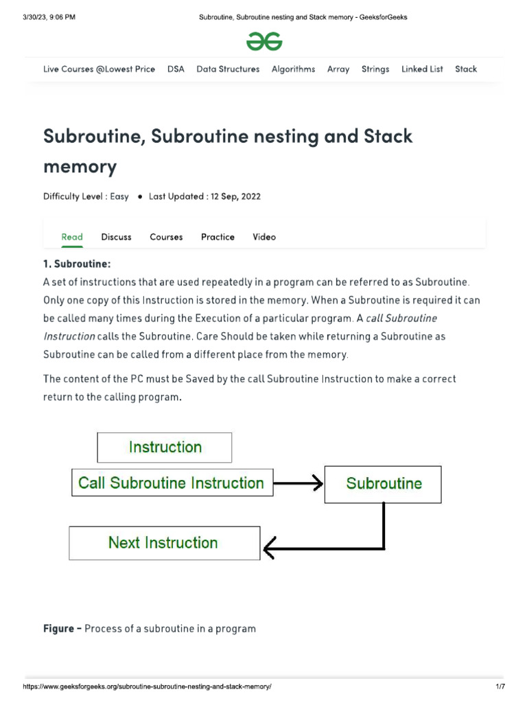 Stack and Subroutines | PDF