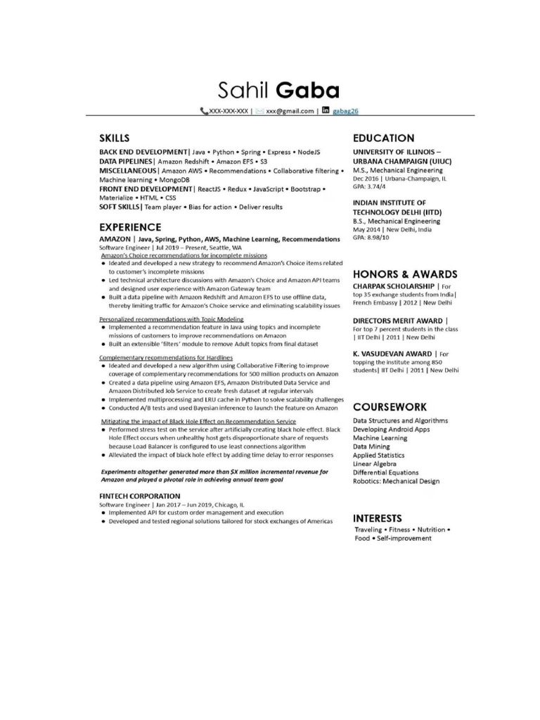Google Employee Resume | PDF