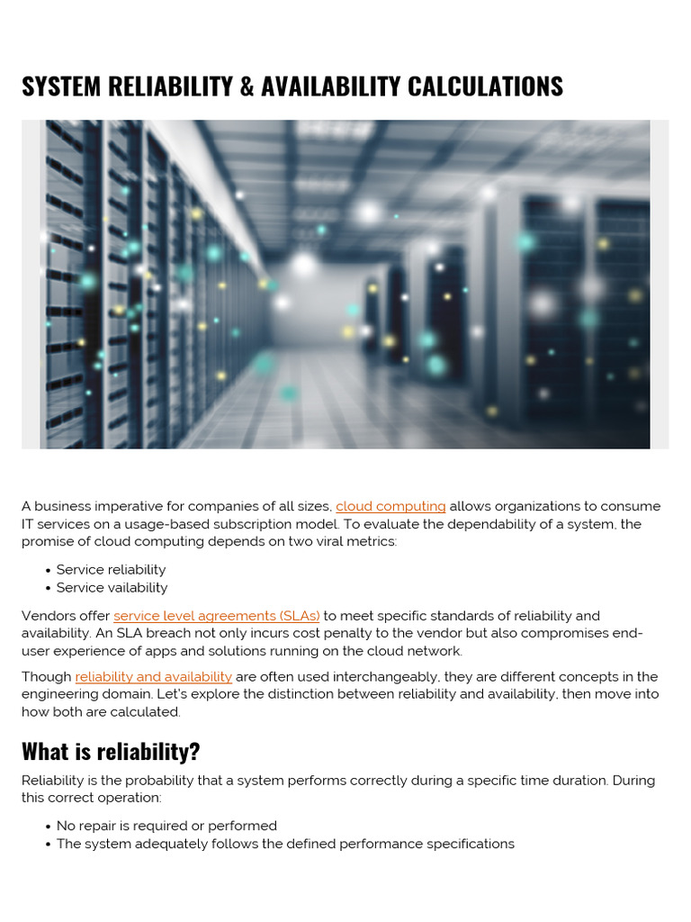 System Reliability Availability Calculations | PDF | Reliability ... System Reliability Availability Calculations | PDF | Reliability ...