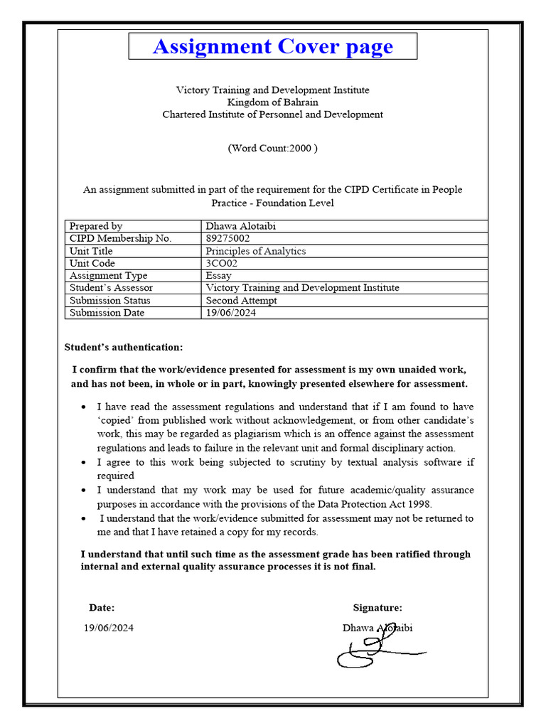 Dhawa Alotaibi 3CO02 Full Assignment | PDF | Performance Indicator | Policy
